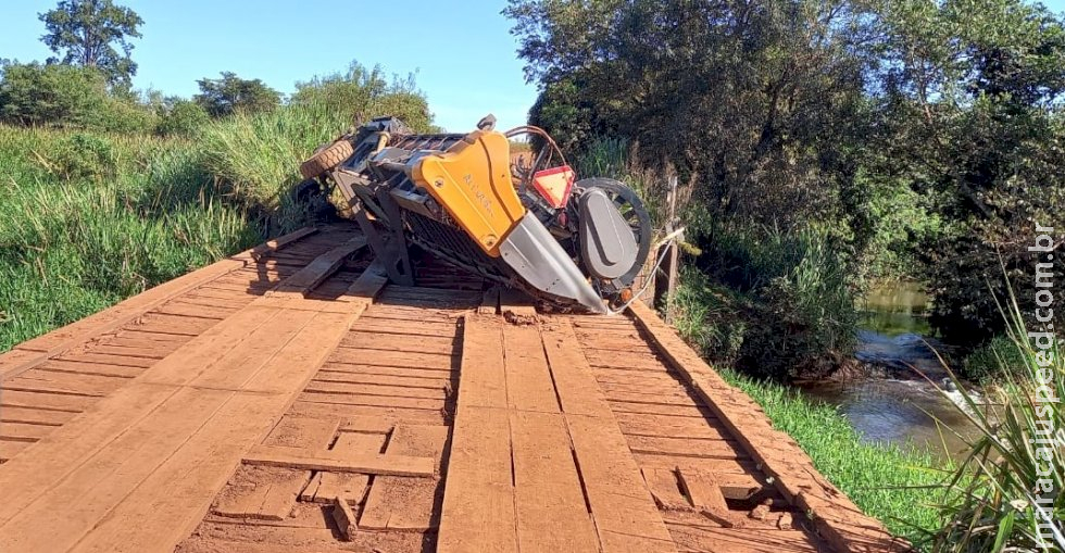 Ponte da Vazante do Rio São Domingos não aguenta peso de plataforma de ...